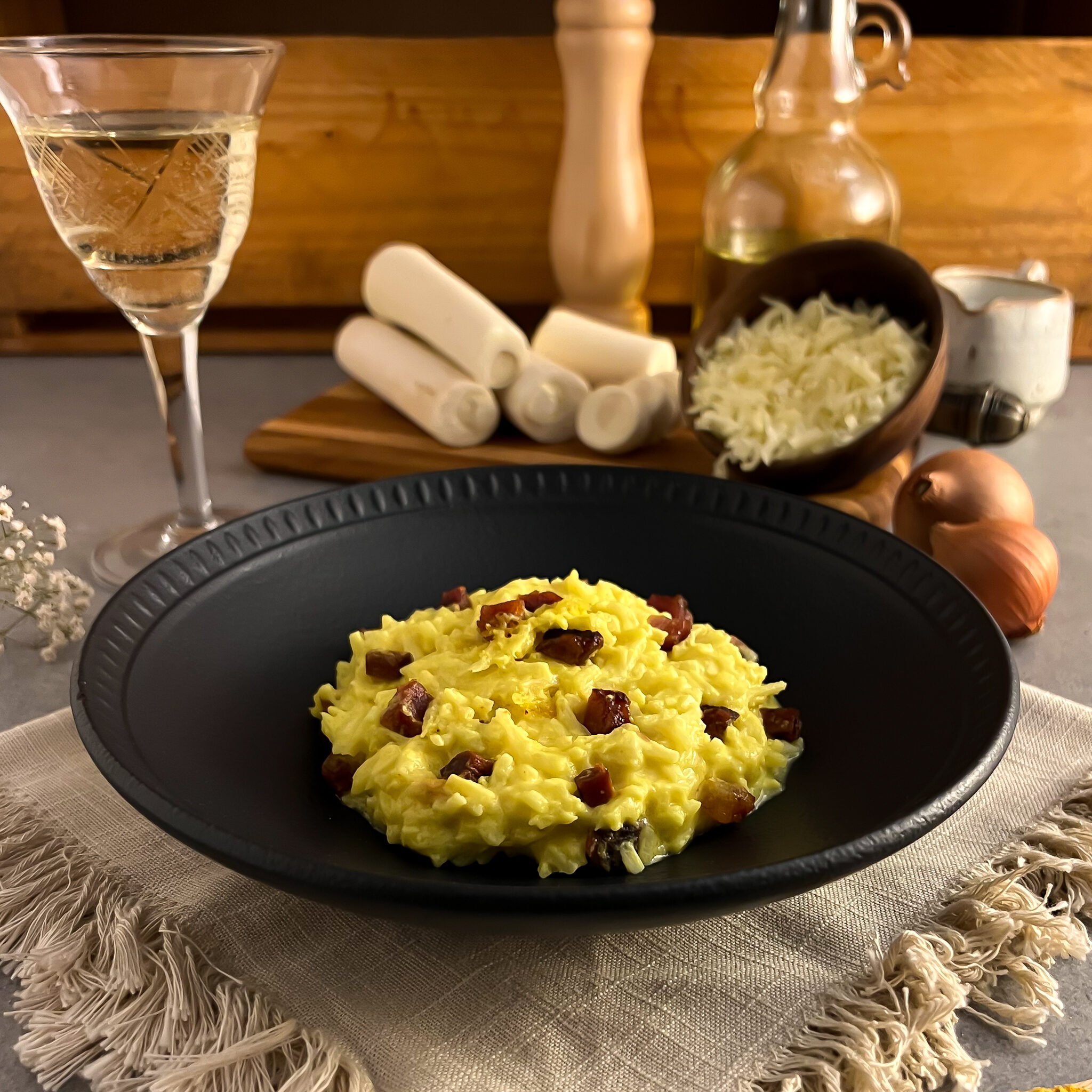 Risoto de pupunha milanês com bacon - Comida Boa
