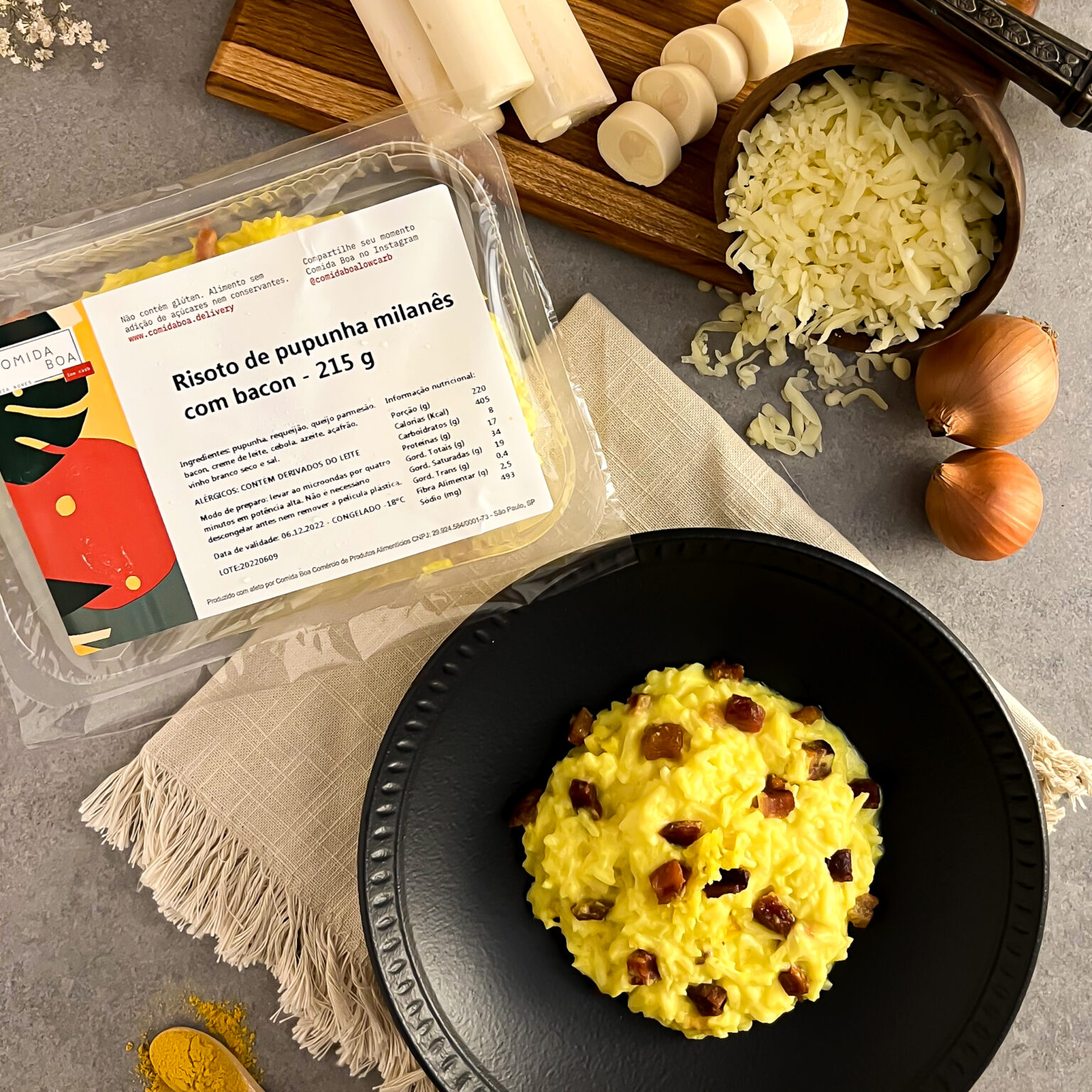 Risoto de pupunha milanês com bacon - Comida Boa